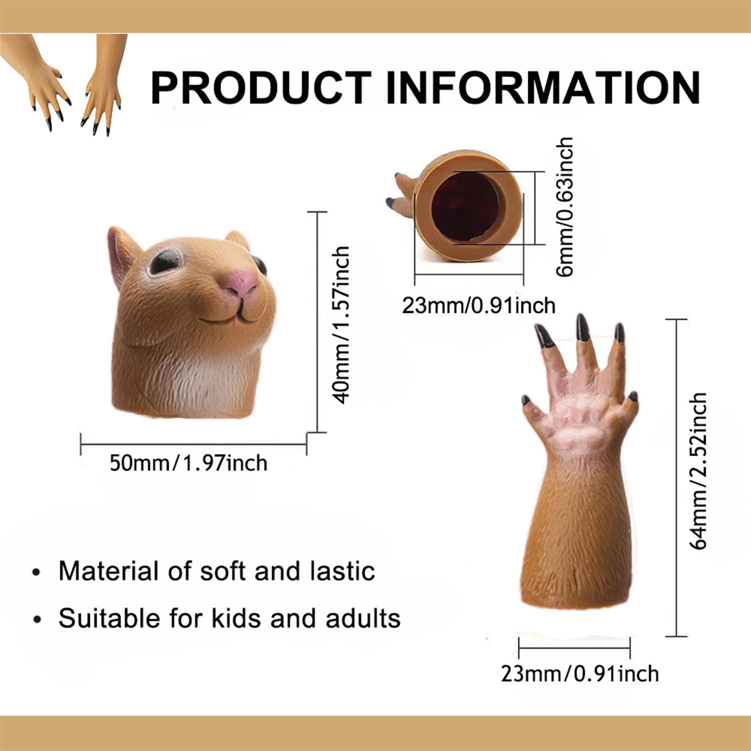 RONIAVL Animal Squirrel Finger Puppet Funny Toys, Puppet Show Theater Props, Sridiculous Weird Gag Gift Soft Odourless