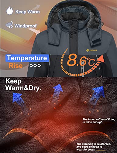 GEMYSE Men's Mountain Waterproof Ski Snow Jacket Winter Windproof Rain Jacket (Black,Medium)