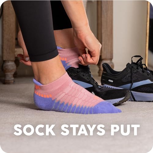 Balega Silver Compression Fit Performance No Show Athletic Running Socks for Men and Women (1 Pair), Pinkberry/Denim, Medium