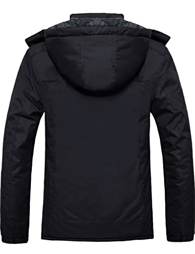 GEMYSE Men's Mountain Waterproof Ski Snow Jacket Winter Windproof Rain Jacket (Black,Small)