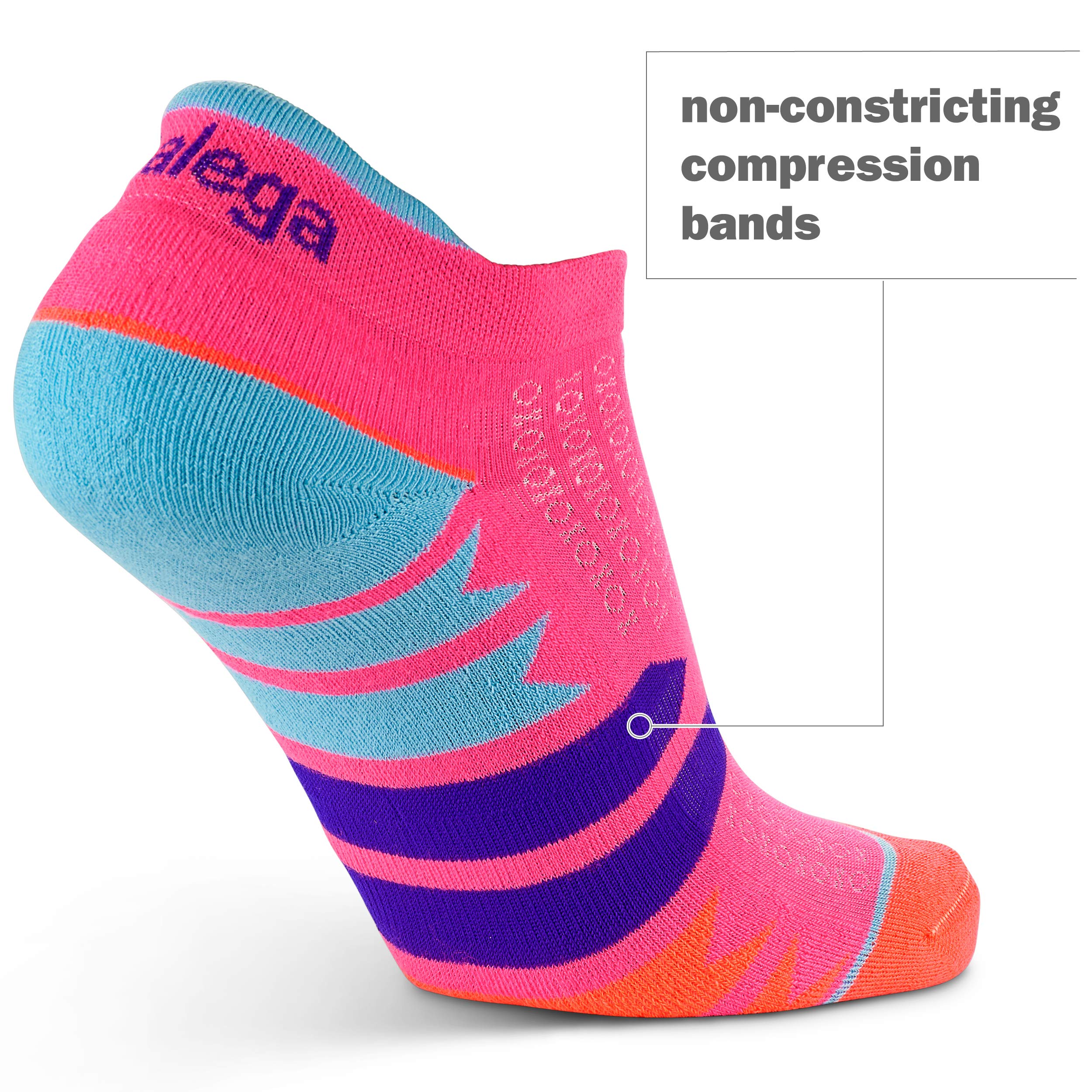 Balega Women's Enduro V-Tech Arch Support Performance No Show Athletic Running Socks (1 Pair), Mid Grey/Watermelon, Large