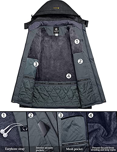 GEMYSE Men's Mountain Waterproof Ski Snow Jacket Winter Windproof Rain Jacket (Dark Grey,Medium)