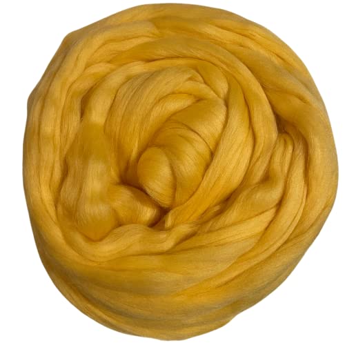 Happy Classy 1 oz / 28.34 Grams Premium Natural Dyed Corriedale Wool Combed Top Roving Yellow