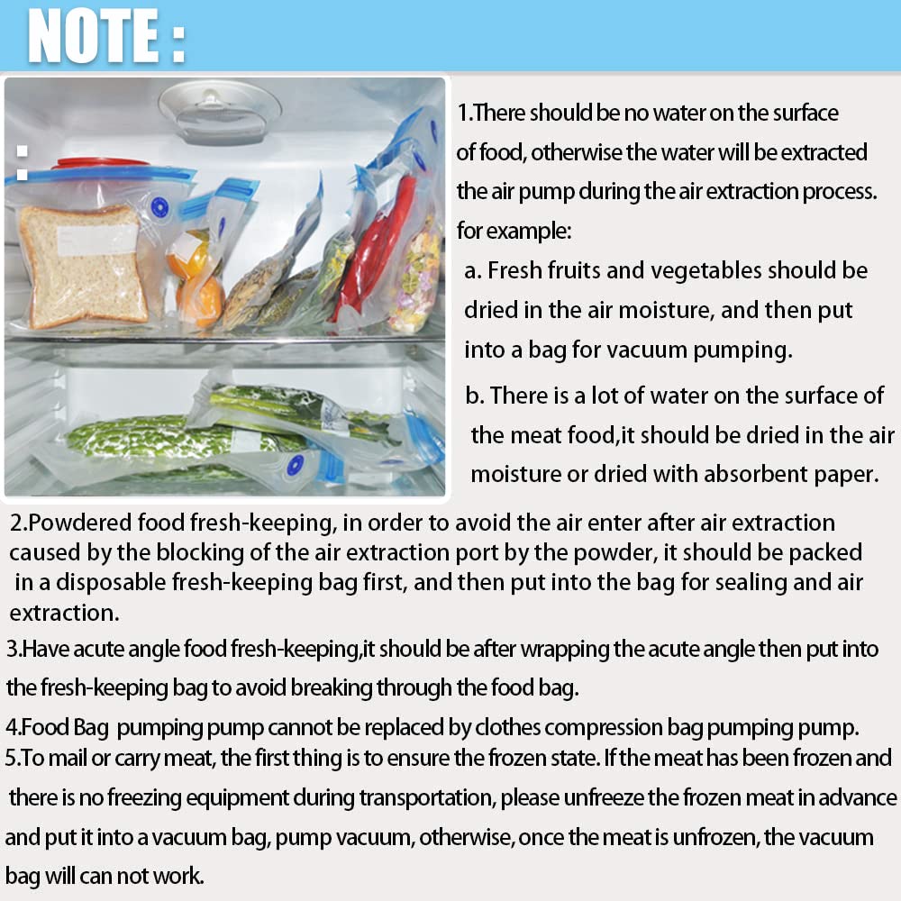 Daarcin 3 Size 40pcs Sous Vide Bags BPA Free Reusable Vacuum Sealer Bags Kit Keep Food Flesh with 1 Vacuum Hand Pump and 2 Sealing Clips