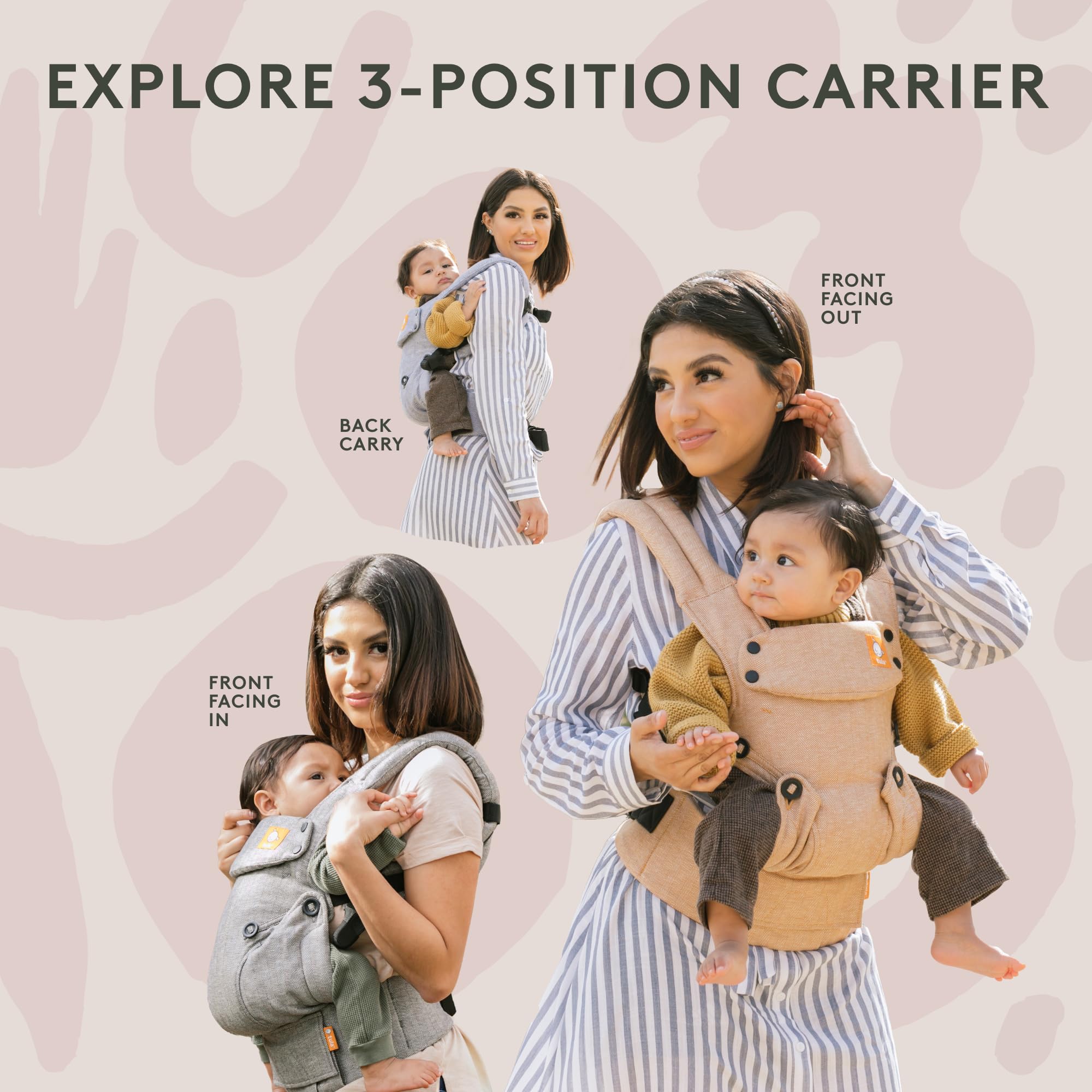 Baby Tula Explore Baby Carrier, Adjustable Newborn to Toddler Carrier, Ergonomic and Multiple Positions for 7 – 45 pounds (Stardust)