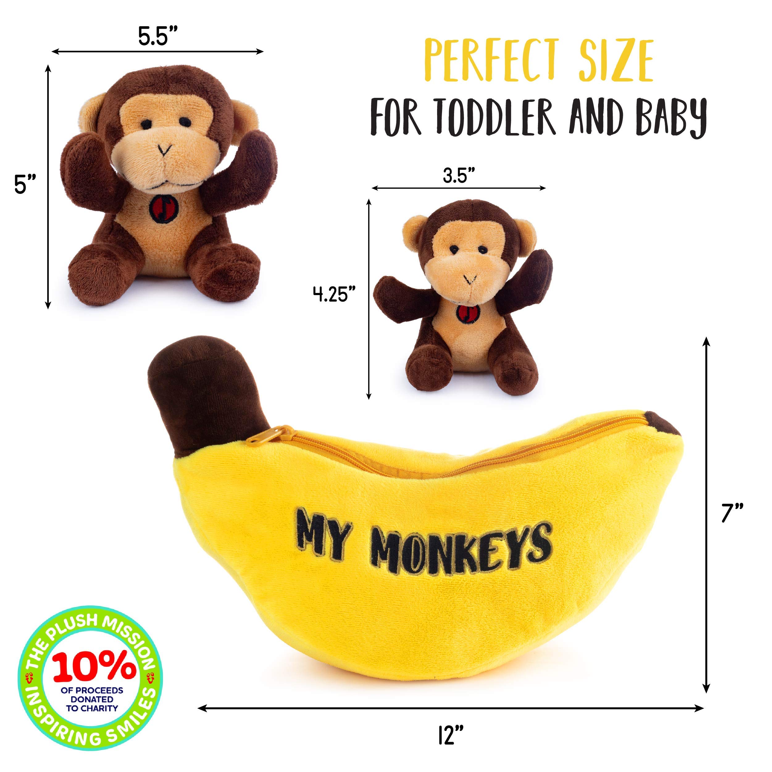 Talking Plush Monkeys Toy Set with Banana Carrier | Soft, Fluffy, and Great Gift for Babies and Toddlers