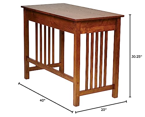 OSP Home Furnishings Sierra Writing Desk with Pull-Out Drawer and Mission Style Side Panels, Ash Brown