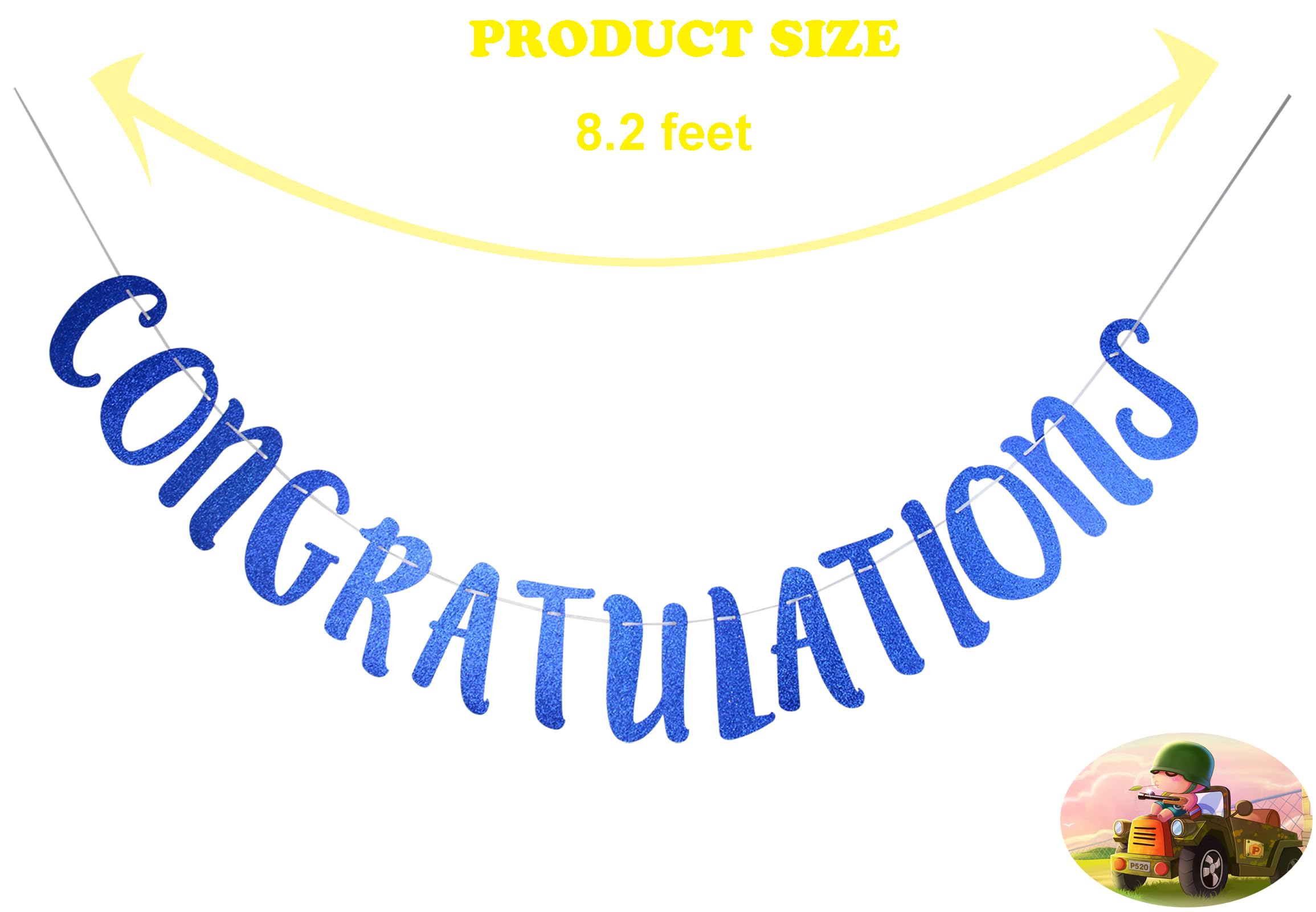 Blue Glitter Congratulations Banner, Congrats Grad Well Done Graduate 2024 We are So Proud of You Graduation Party Bunting Decorations Supplies Backdrop