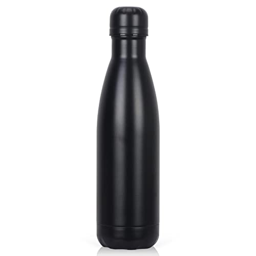 FYY Insulated Water Bottle, 17oz/500ml Vacuum Stainless Steel Water Bottles, Sports Water Bottles Keep Cold for 24 Hours and Hot for 12 Hours, BPA Free Leak Proof Reusable Water Bottle Black