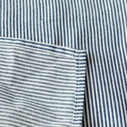 HANEE Cross-Back Apron for Men and Women, Cotton Canvas Apron with Stripes (3 Colors) (Navy Blue)