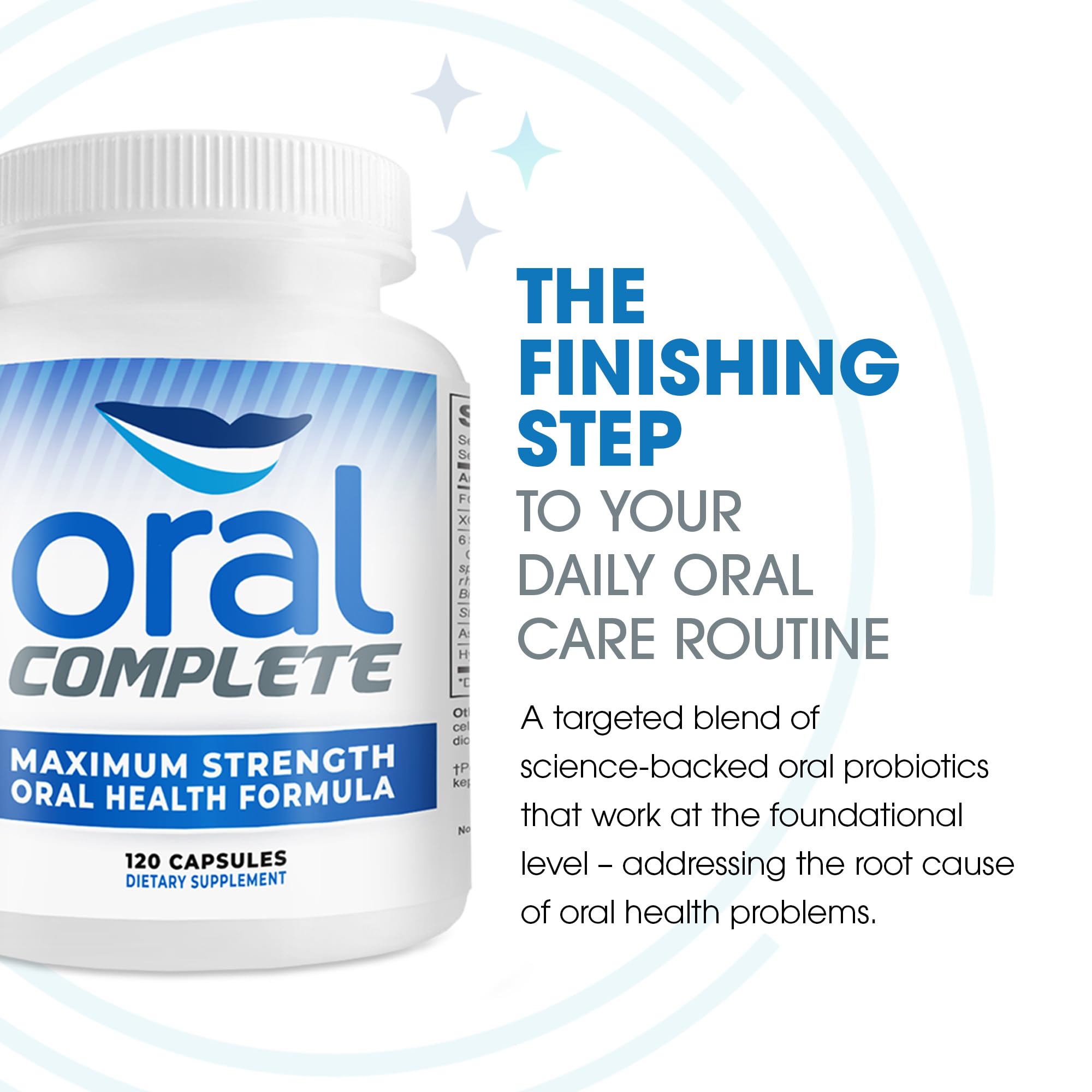 Oral Complete 11-in-1 Dental Probiotics, Bad Breath Treatment Halitosis Tonsil Stone with Non-GMO with BLIS K12, Ashwagandha and Collagen, 120 Capsules