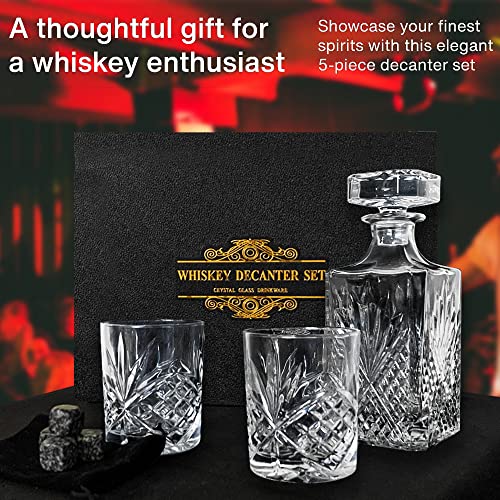 CHRHZN Whiskey Decanter Set - Gifts for Men Crystal Bourbon Decanter Set, Scotch Decanter Set,Whiskey Decanter with 2 Glasses in Gift Box, Gifts for Fathers, Brothers, Bosses, Husbands