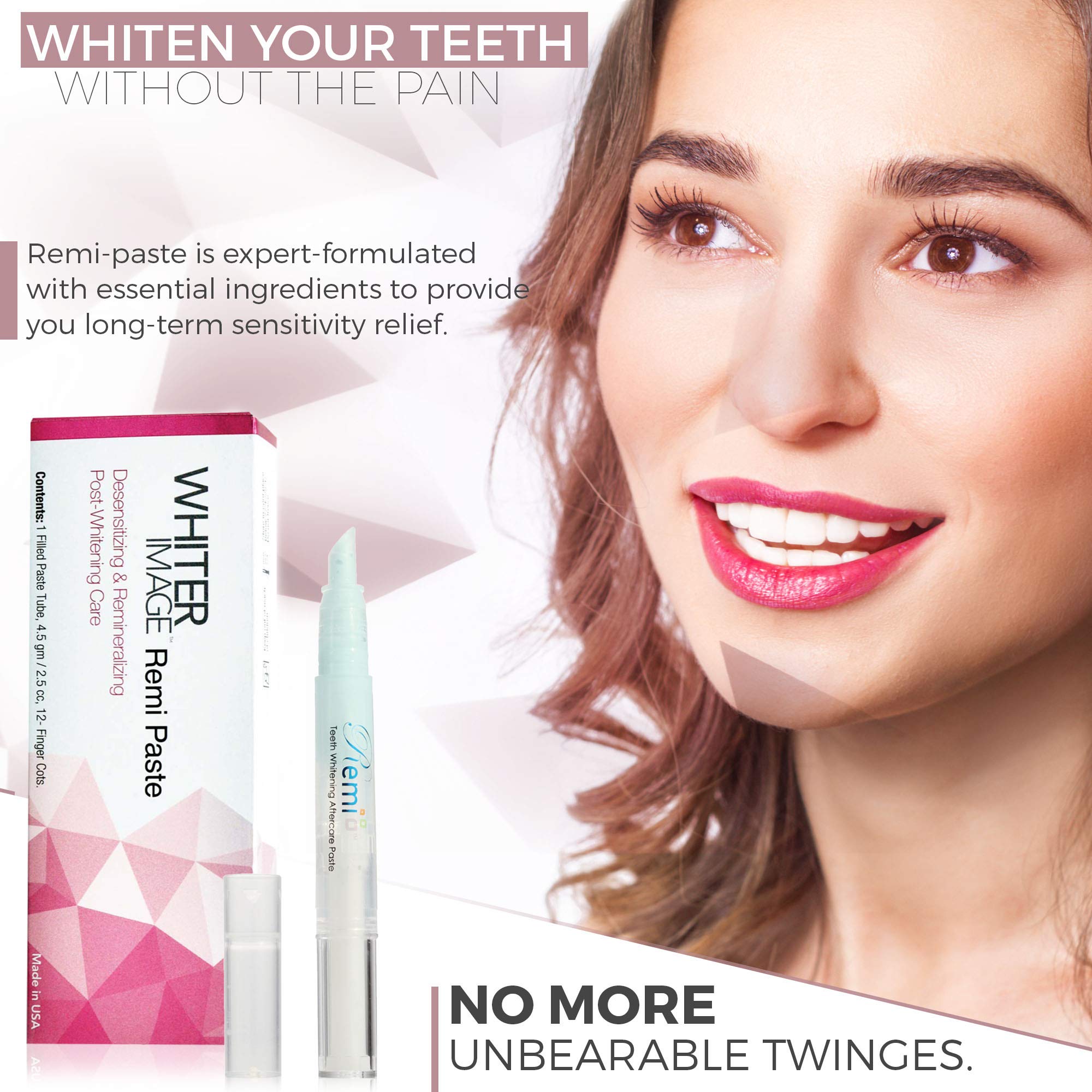 Whiter Image Remi-Paste Desensitizing and Remineralizing Toothpaste Pen with Potassium Nitrate for Sensitive Teeth, Whitening Aftercare + Enamel Repair