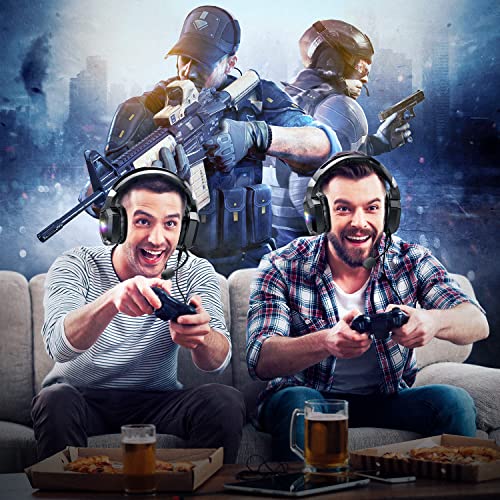 Gaming Headset with Microphone, Gaming Headphones for PS4 PS5 Xbox One PC with RGB Lights, Playstation Headset with Noise Reduction 7.1 Surround Sound Over-Ear and Wired 3.5mm Jack (Black)