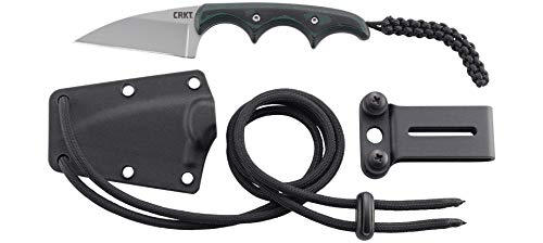 COLUMBIA RIVER KNIFE & TOOL CRKT Minimalist Wharncliffe Neck Knife: Compact Fixed Blade Knife, Folts Utility Knife, Bead Blast Blade, Resin Infused Fiber Handle, and Sheath 2385