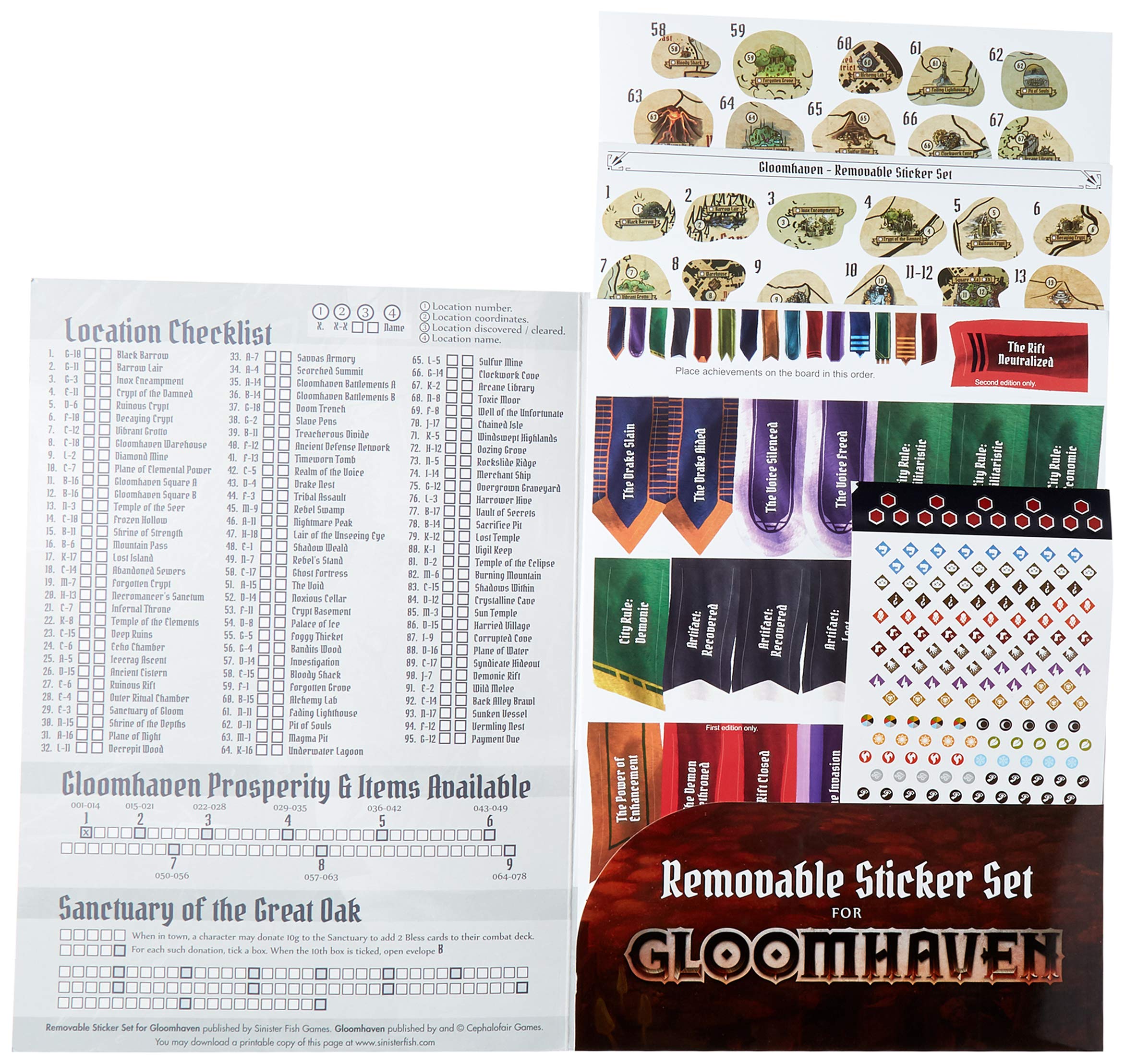 Cephalofair Games Sinister Fish Gloomhaven Removable Sticker Set, Removable Stickers Multi-Award-Winning Strategy Boxed Board Game Accessory for ages 12 & Up, SIF00020