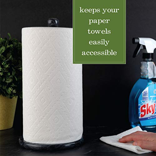 Homeries Marble Paper Towel Holder β Deluxe Upright Towel Dispenser for Kitchen Countertop, Cabinet & Bathrooms β Non Steel & Non Plastic Design β Heavy Duty, Solid Standup Paper Towel Holders