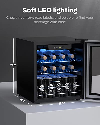 Silonn 16 Bottle Wine Cooler/Cabinet Beverage Refrigerator,Small Mini Wine Cellar for Red,White,Champagne or Sparkling Wine,40f-61f Digital Temperature Control Wine Fridge Glass Door