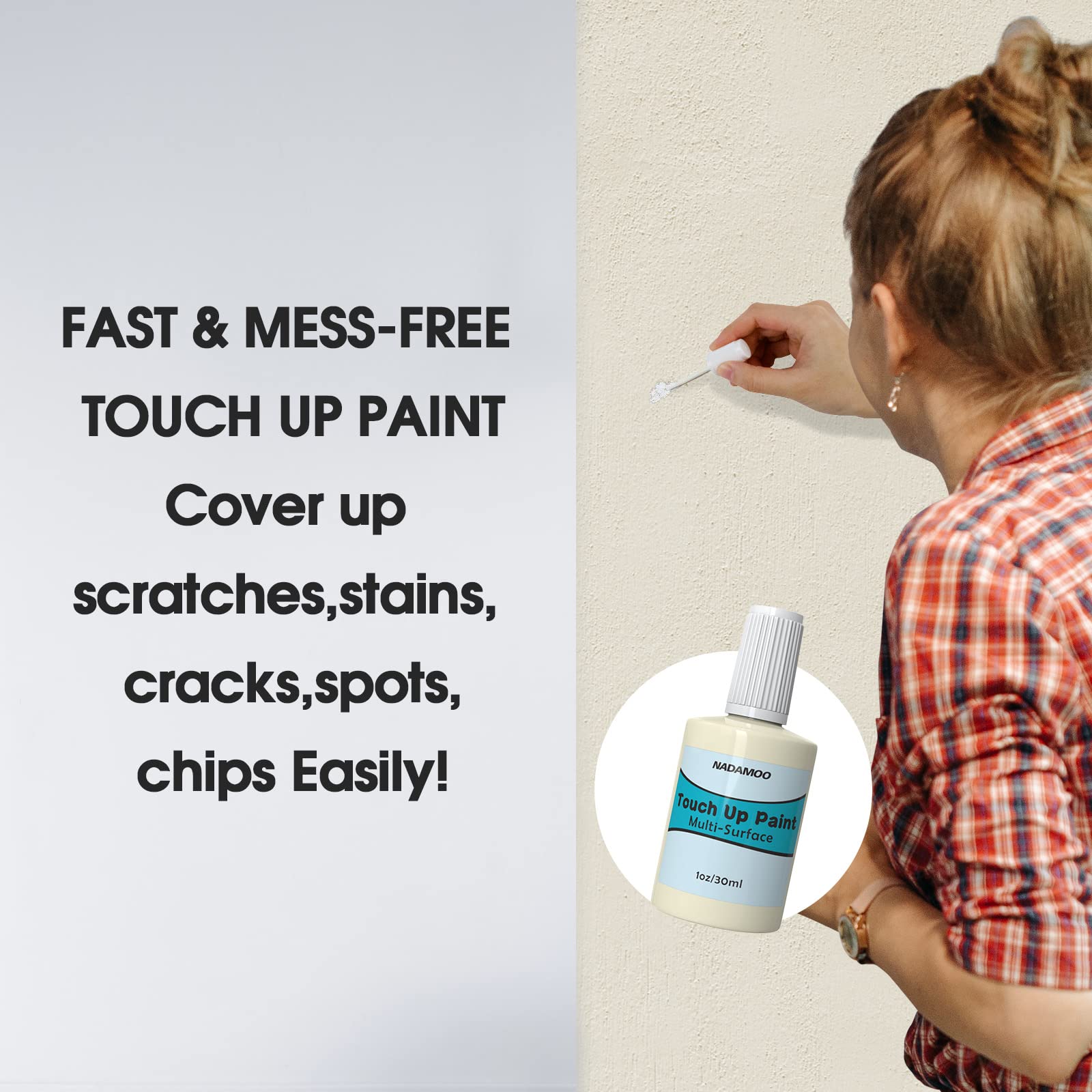 NADAMOO Beige Multi Surface Touch Up Paint, Interior and Exterior House Appliance Paint for Cabinet, Wall, Door, Furniture, Windows, Shutter and Trim