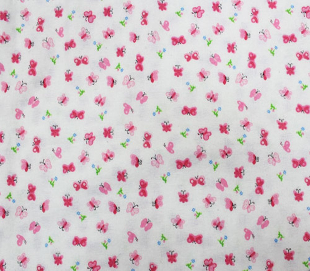 Cotton Flannel Fabric Butterfly Pink / 45" Wide/Sold by The Yard