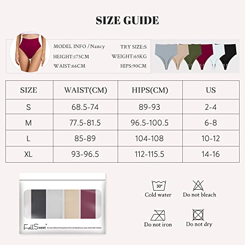 FallSweet Ultra High Waisted Thong No Show Underwear for Women High Rise Panty Pack(mix1,L)
