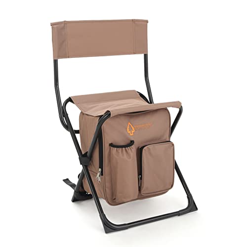 Arrowhead Outdoor Multi-Function 3-in-1 Compact Camp Chair: Backpack, Stool & Insulated Cooler, w/Bottle Holder & Storage Bag, External Pockets, Backrest, Fishing, Hiking, Heavy-Duty, USA-Based