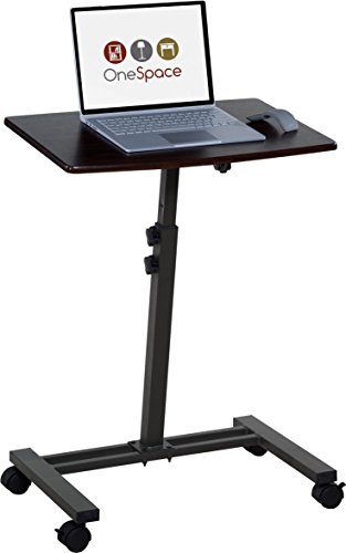 OneSpace Angle and Height Adjustable Mobile Laptop Computer Desk, Single Surface, Dark Walnut