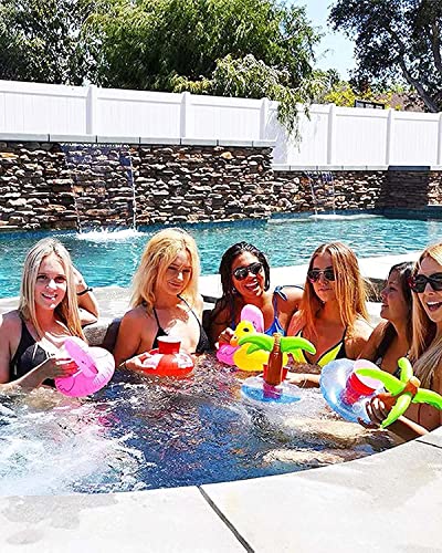 CPTC Floating Drink Cup Holder for Pool,10 Pack Inflatable Drink Holder Drink Floats Drink floaties for Swimming Pool Party