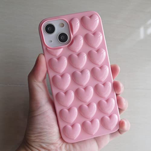 DMaos iPhone 13 Mini Case for Women, 3D Pop Bubble Heart Kawaii Gel Cover, Cute Girly for iPhone13 Mini 5.4 inch - Baby Pink