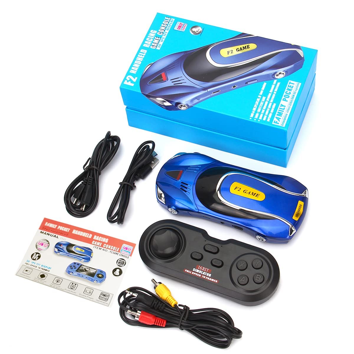 F2 Game Handheld Game Console for Children, Built-in 5000 Retro Classic Games,3.0" LCD Screen Portable TV Output Video Game Player, Best Birthday Gift for Kids and Adult (Kola Blue)