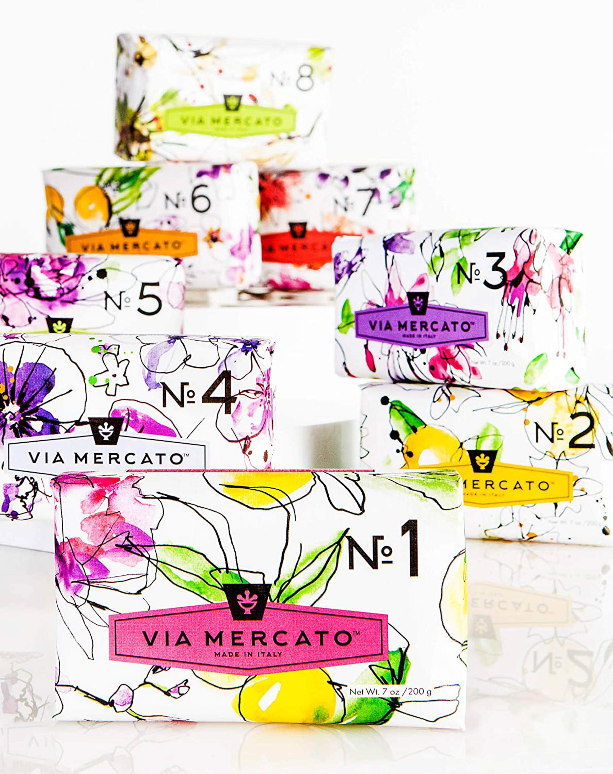 Via Mercato Italian Soap Bar (200 g), No. 5 - Waterlily & Sandalwood