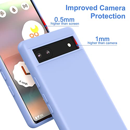 Foluu Silicone Case for Google Pixel 6A, Pixel 6A Liquid Gel Rubber Bumper Case with Soft Microfiber Lining Cushion Slim Hard Shell Shockproof Protective Cover for Google Pixel 6A 2022 (Purple)
