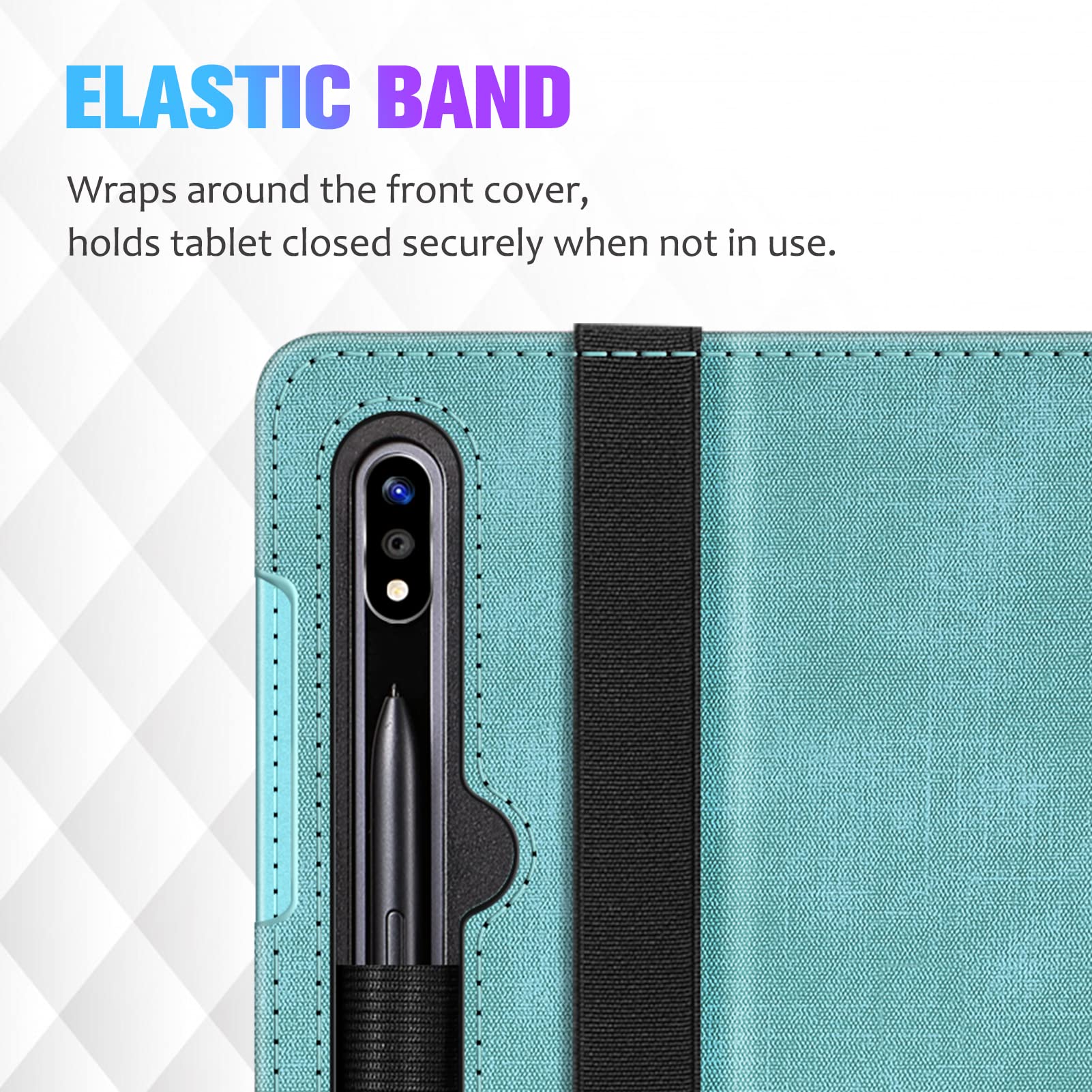 Fintie Case for Samsung Galaxy Tab S10 Plus/ S9 Plus/ S8 Plus/ S7 FE/ S7 Plus 12.4 Inch, Multi-Angle Viewing Protective Cover with Pocket, Auto Sleep/Wake, Turquoise
