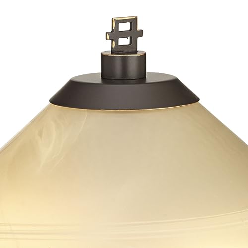 DKLIMA Table Lamp 23 1/2" High Bronze Cone Alabaster Art Glass Shade for Bedroom Living Room Bedside Nightstand