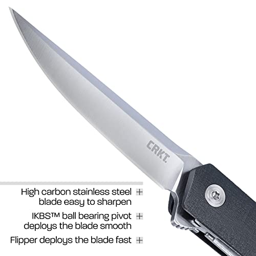CRKT CEO Folding Pocket Knife: Folder with Liner Lock, Drop Point Satin Blade, Reinforced Nylon Handle with Pocket Clip 7095KX