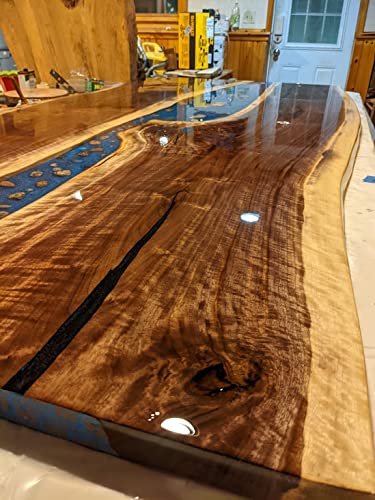 Black Walnut blue epoxy River Dining Table,Top 7' 6" Long by 40" to 44 Wide
