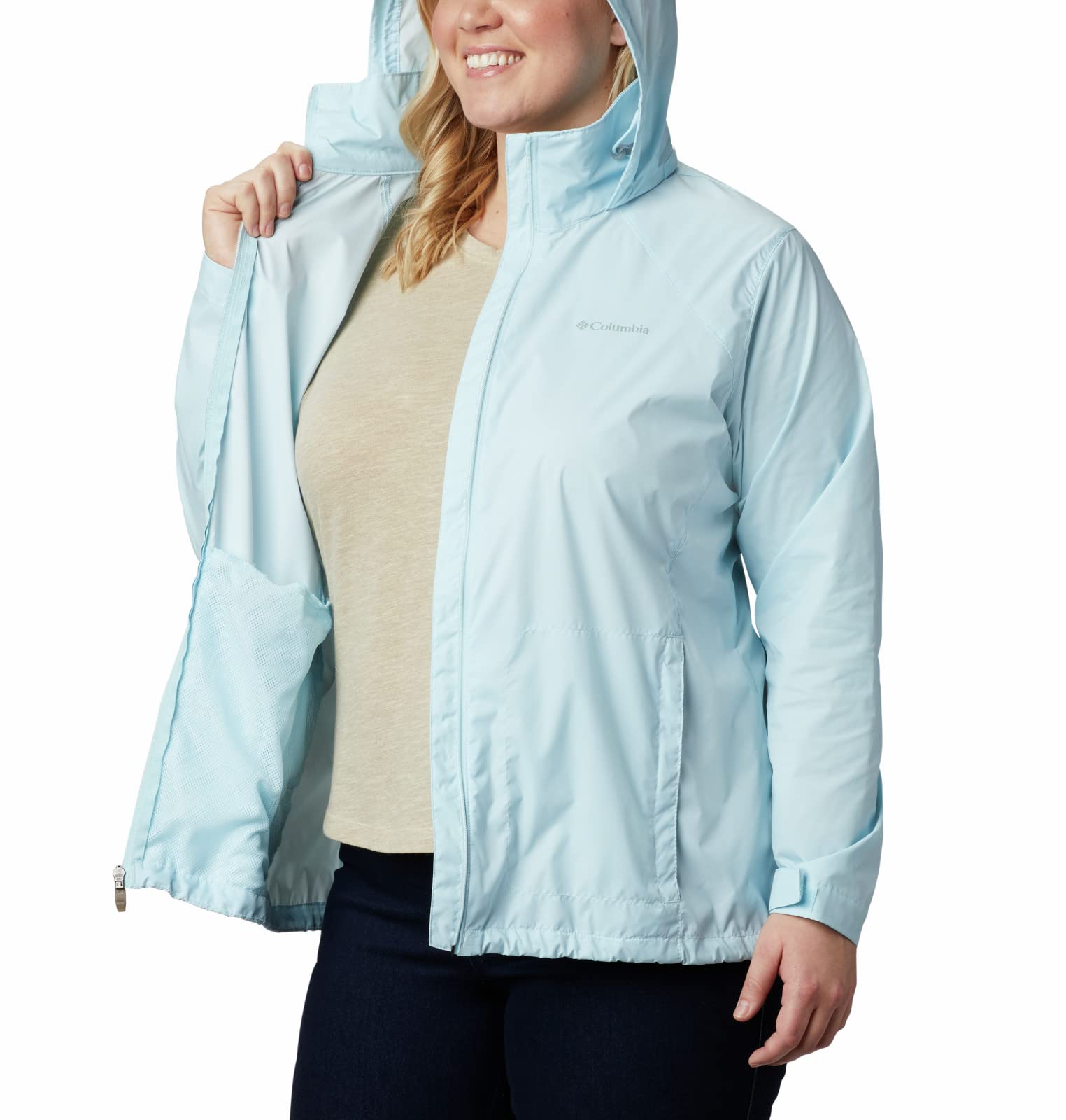 Columbia Women’s Switchback III Waterproof Rain Jacket, Spring Blue, XX-Large