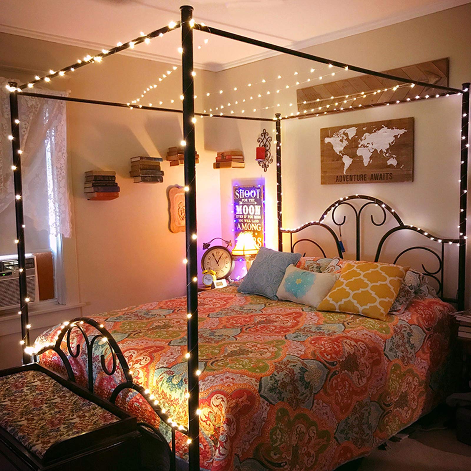 RUICHEN Fairy Lights Plug in, 33 Ft 100 LED Copper Wire Lights with Spool, Waterproof Starry String Lights for Bedroom, Patio, Garden, Party, Wedding, Christmas and More (Warm White)