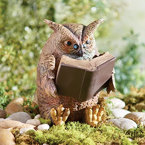 ART & ARTIFACT Solar Light Reading Owl - Outdoor Lawn Sculpture