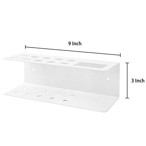 MyGift 10-Slot Wall-Mounted Metal Office Organizer Dry Erase Marker and Eraser Holder Rack, White