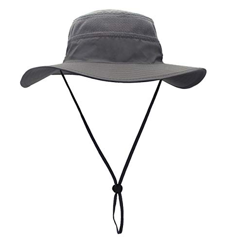 Duakrs Unisex Wide Brim Sun Hat,Outdoor UPF 50+ Waterproof Boonie Hat Summer UV Protection Sun Caps (Gray)