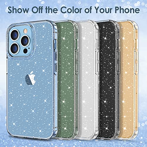 for iPhone 13 Pro Max Case Clear Glitter, Cute Girly Sparkly Bling Phone Case for Women Girls [Sparkle Design] Anti-Scratch Soft TPU Slim Fit Shockproof Protective Case Cover 6.7", Clear Glitter