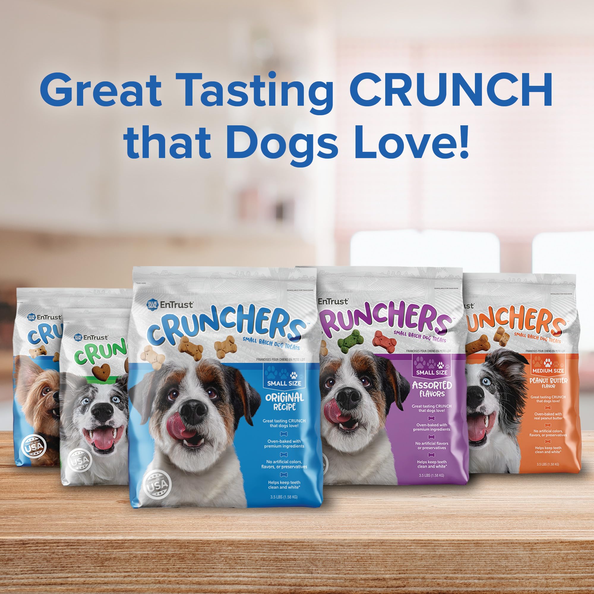 Blue Seal Kent Entrust Crunchers - Small Dog Treats, Original Recipe - Crunchy Oven Baked Biscuits with Premium Ingredients, Healthy Snack, Ideal for Training - Made in USA, 3.5-Pound Bag