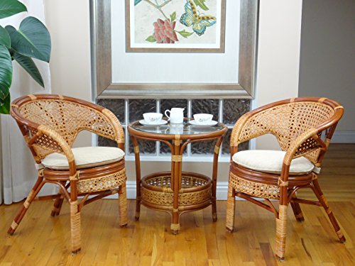 Pelangi Handmade Rattan Dining Wicker Chair W/Cushion, Colonial