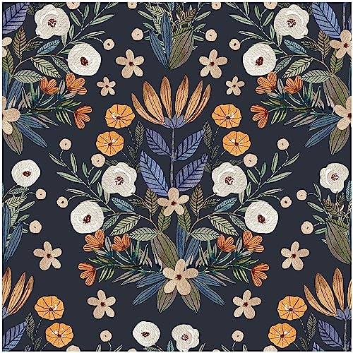 Floralplus Peel and Stick Wallpaper Boho Removable Wallpaper Boho Wallpaper Peel and Stick Leaf Floral Wallpaper for Renter Wall Decor Vinyl Forest Wallpaper 118 * 17.7in