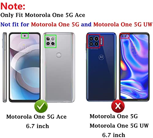 for Motorola One 5G Ace Phone Case, Moto One 5G Ace Case with HD Screen Protector, [Military Grade 16ft. Drop Tested] Ring Shockproof Protective Phone Case for Motorola One 5G UW Ace,Blue