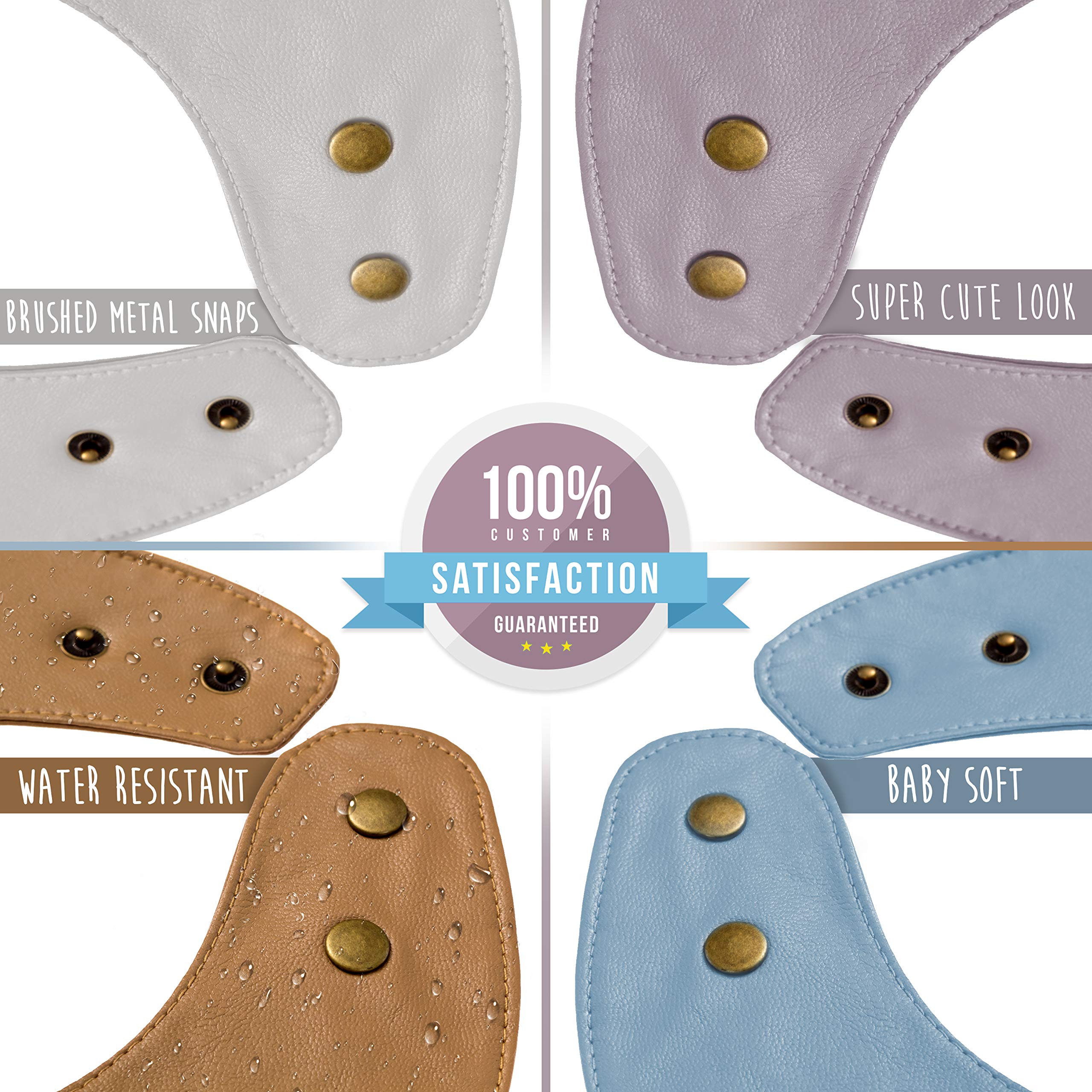 Bleu La La Silicone Free Vegan Leather Buttery Soft Bibs with Pocket for Feeding Toddlers