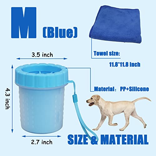 Dog Paw Cleaner-Paw Washer,2 in 1 Paw Cleaner for Dogs with Towel,Suitable for Dogs and Cats (M, Blue)