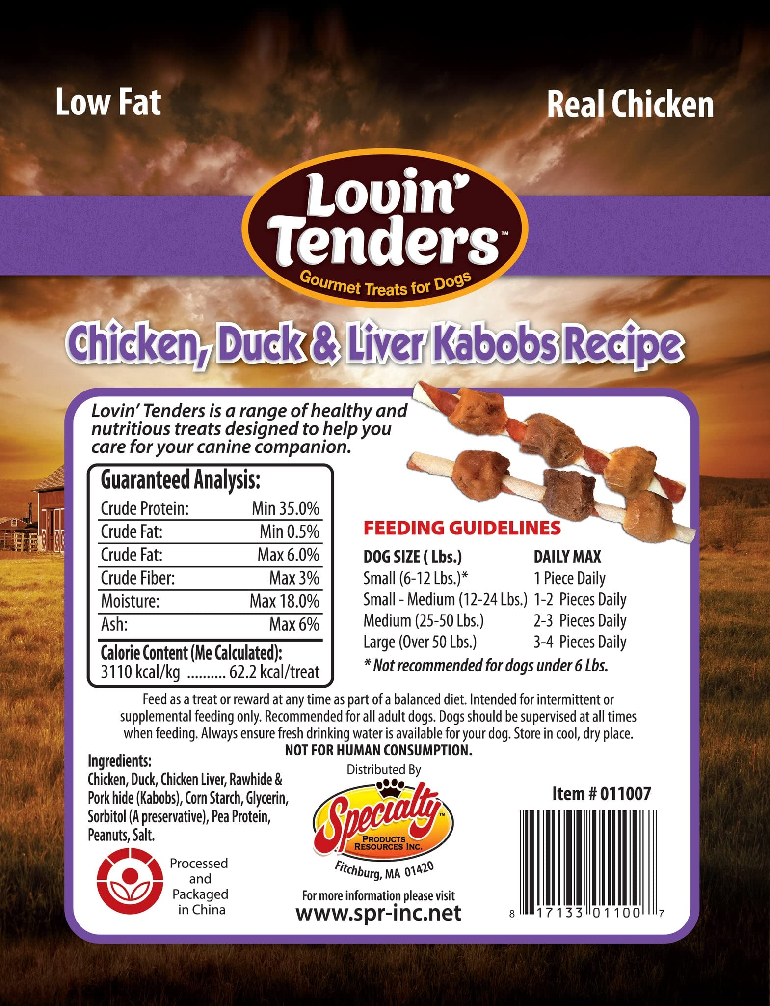 Lovin Tenders' Chicken, Duck and Liver Kabobs Dog Treats (2-16 oz Bags)