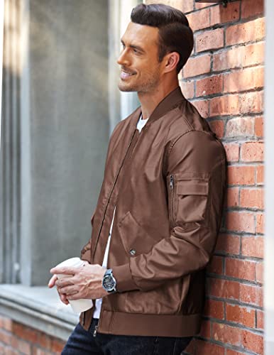 COOFANDY Men's Leather Bomber Jackets Fashion Disco Jacket Varsity Jackets Coat